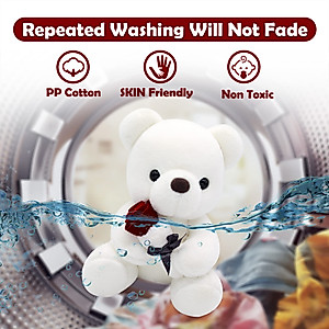 Grekaida Valentines Day Gifts Teddy Bear Plush Stuffed Animal, Teddy Bears Stuffed Animals with Rose Gift for Her and Kids Stuffed Animals Toy Stuffed Animal Gifts Valentines Day Decor 10 Inch