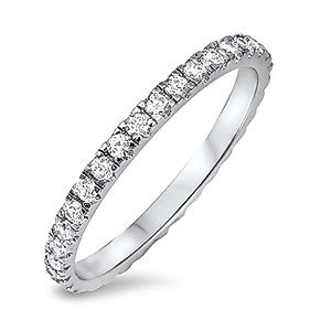 Women's Eternity Band Clear CZ Ring Wholesale New 925 Sterling Silver Size 11
