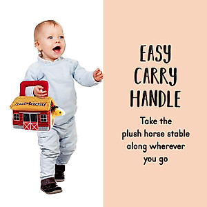 Plush Creations Talking Plush Horse Toys for Kids. Playset Includes Stable Carrier with 4 Cuddly Interactive Talking and Neighing Plush Toy Horses. Best Gift for Girls Or Boys Toddlers and Babies