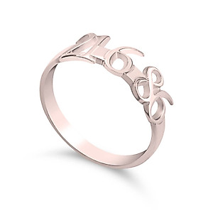 Suxerlry Sterling Silver 925 Personalized Date Number Plated Custom Stacking Rings Jewelry Rose Gold
