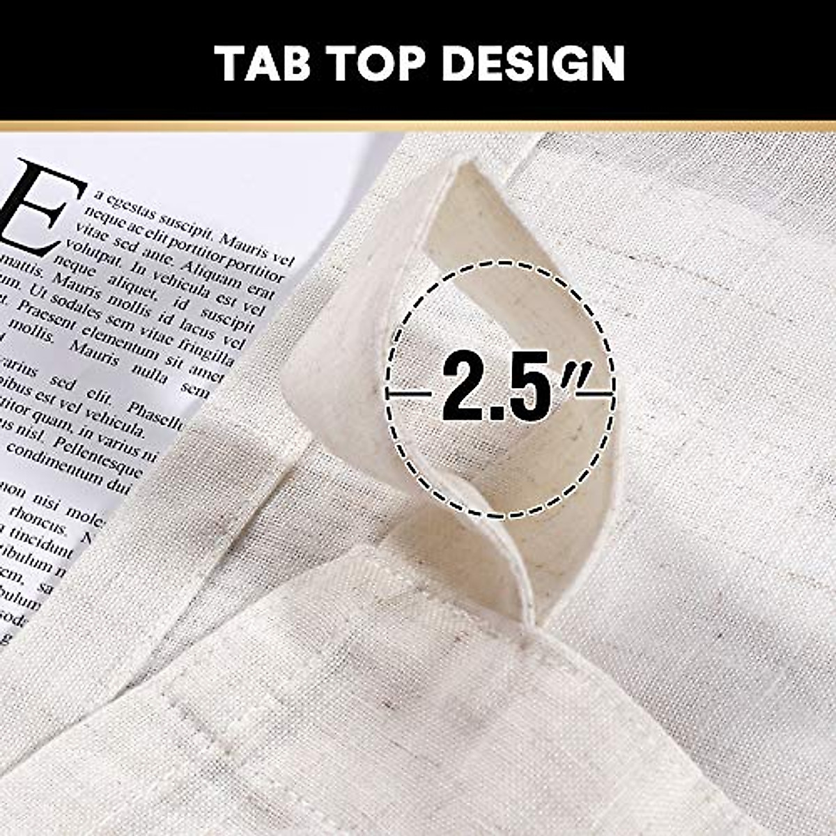 Natural Linen Blended Curtains Tab Top Linen Curtains for Living Room Home Decor Soft Rich Material Light Reducing Bedroom Drape Panels, Set of 2, 52 x 84 -Inch - Natural