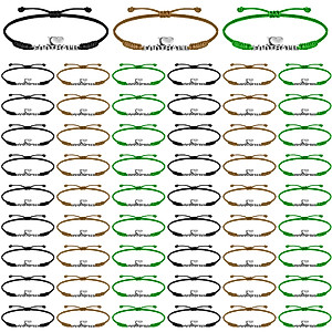 Sureio 48 Pcs Sports Gifts Bulk Sports Ball Bracelet Team Gifts Rope Braided Charm Bracelet Sport Birthday Party Favors for Girls Boys Kids (Basketball)
