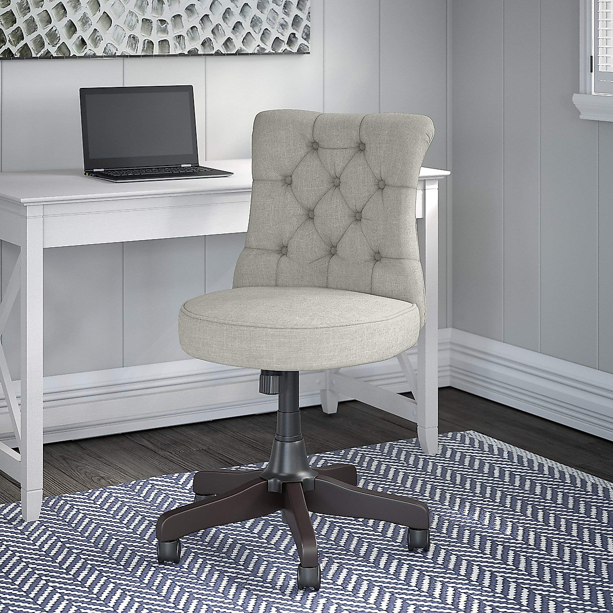 Bush Furniture Key West Mid Back Tufted Office Chair, Light Gray Fabric
