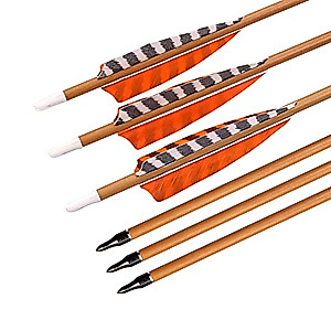 ELONG 6pk 30" Archery Carbon Arrows Wood Camo Spine 600 Recurve Bows Turkey Feather Arrow