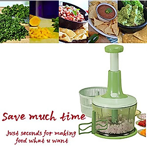 GProME Manual Food Processor -Salsa Maker Hand Chopper Blender As Seen On TV- Meat Masher Mincer-Salad Spinner -Onion Chopper & Dicer for Baby Food, Salad, Herbs, Garlic,BPA Free(Large)