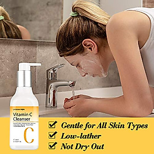 Lagunamoon Vitamin C Facial Cleanser, Cleanse & Hydrating, Reduce Fine Line Wrinkles Anti-Aging, Perfect Face Wash with Natural Ingredients for All Skin Types (200ml / 6.76 Oz)