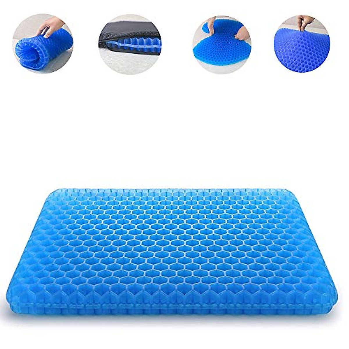 Gel Seat Cushion, Office Chair Seat Cushion with Non-Slip Cover Breathable Honeycomb Pain Relief Sciatica Egg Crate Cushion for Office Chair Car Wheelchair