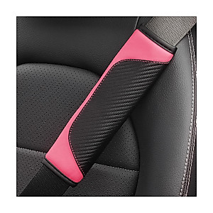 AUCELI 2PCS Car Seat Belt Cover, Carbon Fiber Safety Seatbelt Shoulder Strap Covers, Breathable Leather Soft Harness Pad Protect Your Neck and Shoulder Compatible with Cars