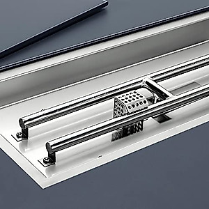 JHSDFOUIH Aluminum Alloy Fire Pit Table with Glass Wind Guard, 55000 BTU Auto-Ignition Propane Gas Firepit Table with Black Stove Stone, for Outdoor Garden Patio