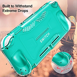 [2+1Pack]iVoler Tempered Glass Screen Protector for Nintendo Switch Lite(2Pack)with Case Carrying Protective TPU Case for Nintendo Switch Lite, Grip Cover with Shock-Absorption Anti-Scratch, HD Clear