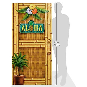 Beistle Plastic Aloha Door Cover for Luau and Beach Parties, 30" x 5', Multicolor, 1 Pkg
