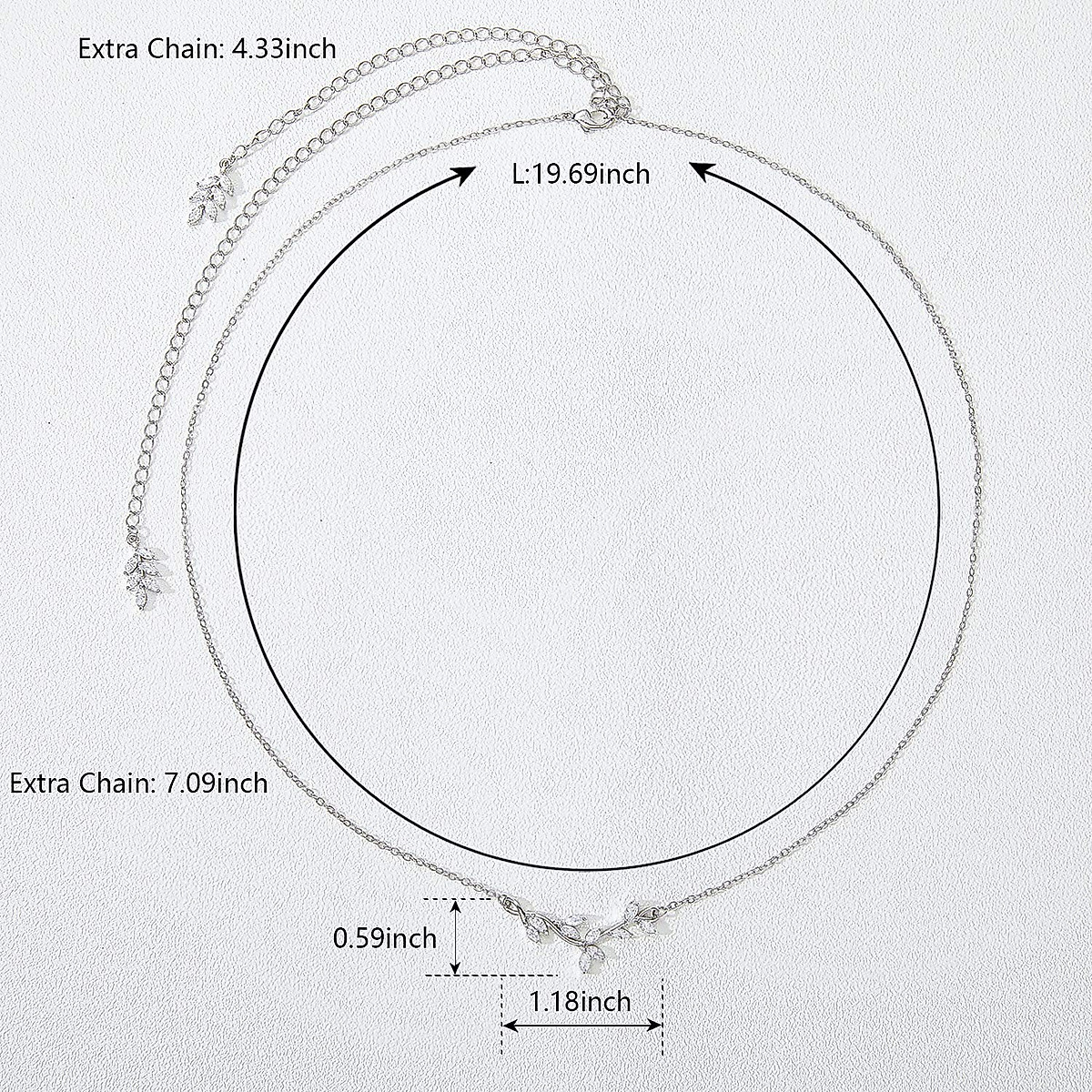 SWEETV Crystal Wedding Bridal Backdrop Necklace for Brides, Cubic Zirconia Dainty Vine Back Pendant Necklace for Women, Bridesmaid Gift