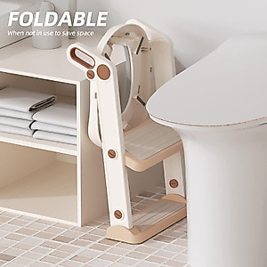 XJD Potty Training Toilet for Toddler, Potty Toddler Toilet with Step Ladder for Kids Boys Girls Potty Training Seat Adjustable Comfortable PU Safe Potty Seat with Anti-Slip Pads (Gold)