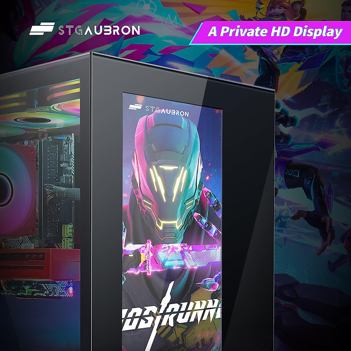 STGAubron Gaming Desktop PC,Intel Core i7-11700KF up to 5.0G,32G DDR4,2T SSD,GeForce RTX 3070 8G GDDR6,600M WiFi,BT 5.0,RGB Fan x 9,RGB Keyboard&Mouse,RGB Mouse Pad,W11H64