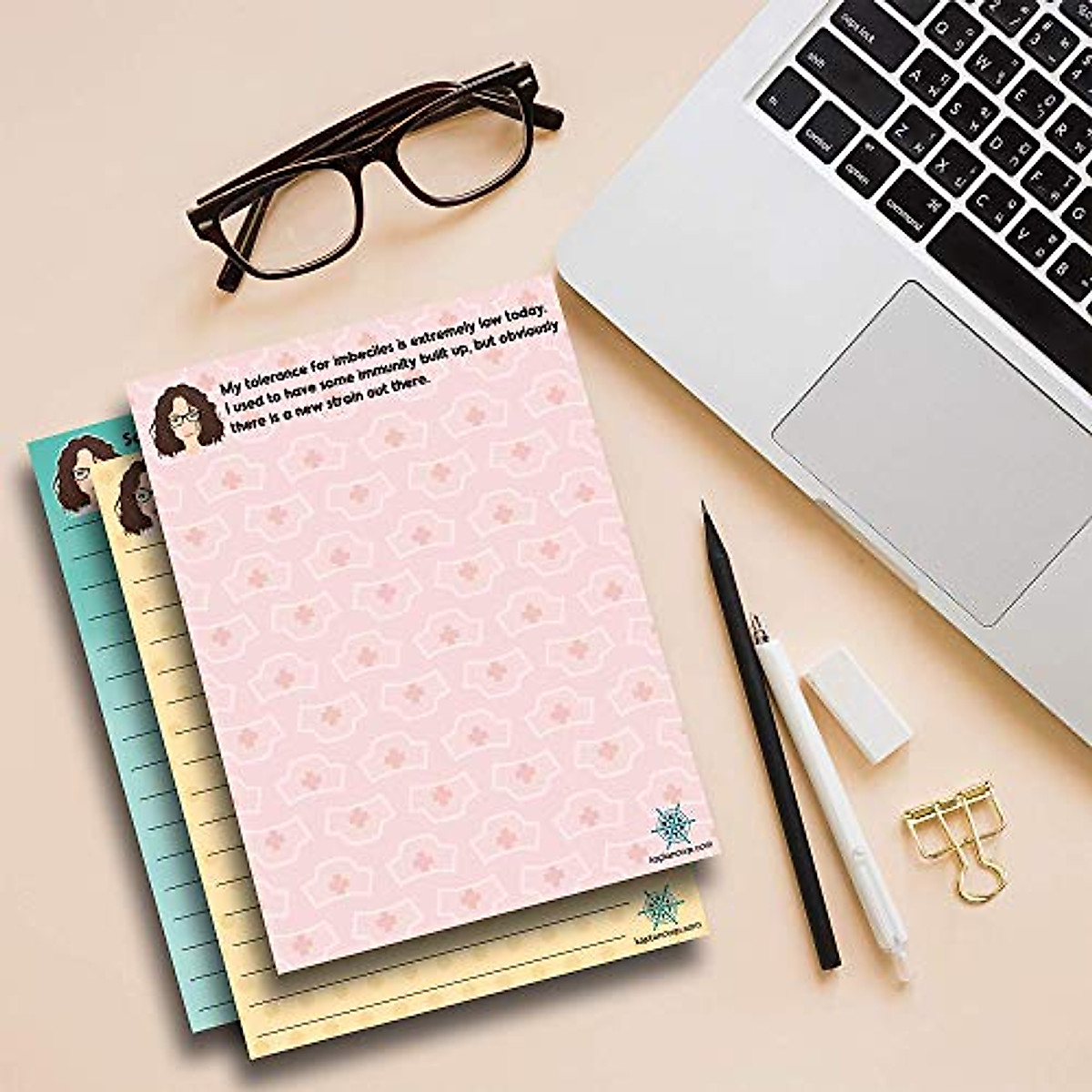 KAPTAN Funny Notepads - Nurse/Doctor Medical Themed, Sarcastic Memo Pads for Writing Notes, Lists, Appointments, and Schedules, Cute Office Stationery