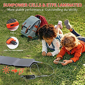 56W Portable Solar Panel with Type-C PD 3.0/QC 3.0 Fast Charging, IP67 Waterproof SunPower Folding Solar Panel for Camping Hiking Backpacking Fishing