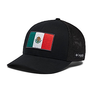 Columbia Unisex PFG Fish Flag Mesh Ball Cap - Low, Black/Black/Mexico Fish Flag, Small/Medium