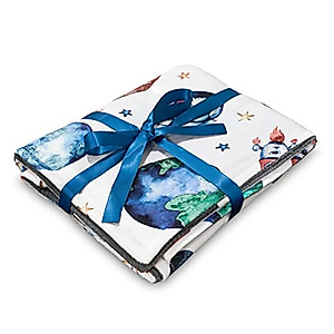 Jaxson's World Watercolor Outer Space Baby Blanket | 30x40 Inches | Minky Fleece