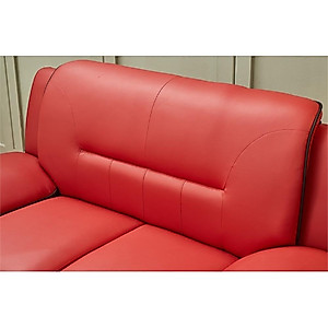 Kingway Furniture Zebra Faux Leather Loveseat with Pillow Armrests in Black/Red