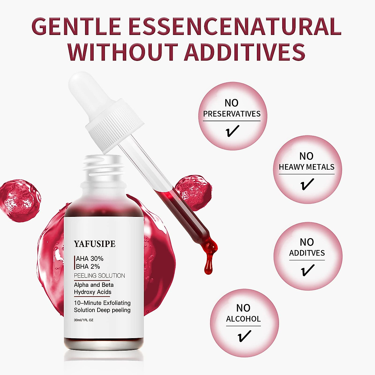 YAFUSIPE AHA 30% + BHA 2% Peeling Solution Exfoliating Chemical Skin Peel for Face at Home Facial Mask Red Peel BHA Liquid Exfoliant Acid Peels Salicylic Acid Exfoliators 1Floz