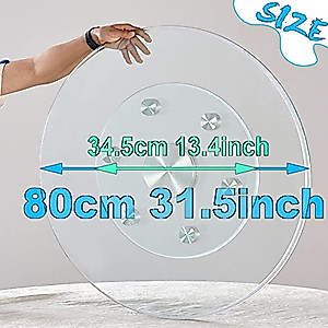 30 Inch Glass Lazy Susan Turntable, Clear Round Tabletop Rotating Serving Tray, Large Dining Table Tray Tabletop Organizer,Aluminum Alloy Bearing, Silent