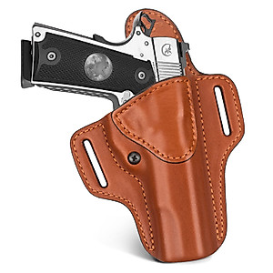 1911 Leather Holster,OWB Leather Holster for Belts Fits Colt/Kimber/Springfield/S&W 1911 and Most 1911 5'' No Rail Pistol,Right Hand Draw,Brown