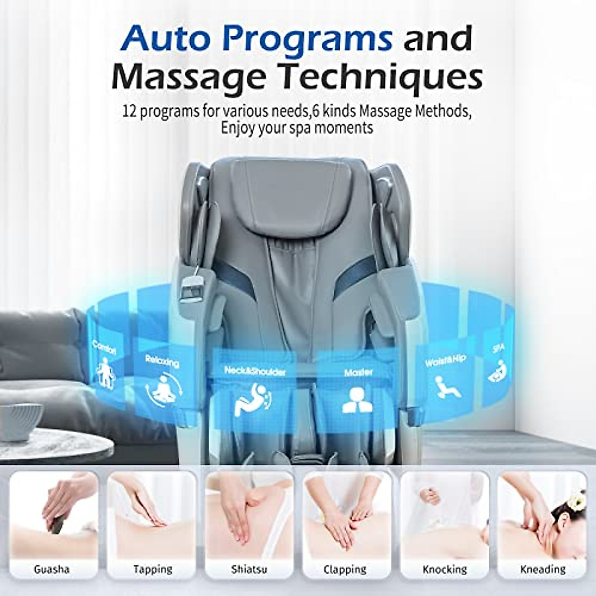 BOSSCARE Massage Chair SL Track Massage Chair Recliner, Zero Gravity Full Body Airbag Massage Chair with Body Scan Bluetooth Heat AI Control Foot Roller Handrail Shortcut Key, R8686 Gary