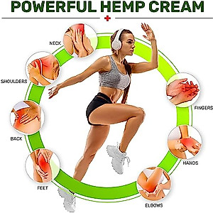 Natural Hemp Cream for Muscles, Joints, Back, Knees, Neck, Fingers, Elbows - High Strength Hemp Oil Extract with Arnica, Emu Oil, Turmeric - Made in The USA