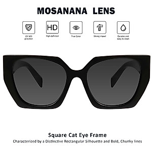 mosanana Square Cat Eye Sunglasses for Women Trendy Black Cateye Rectangle Cool 90s Cute Funky Fashion Ladies 70s Retro Vintage Youth Chunky Baddie Stylish Sharp Pointed Unique 80s 2023 COCO