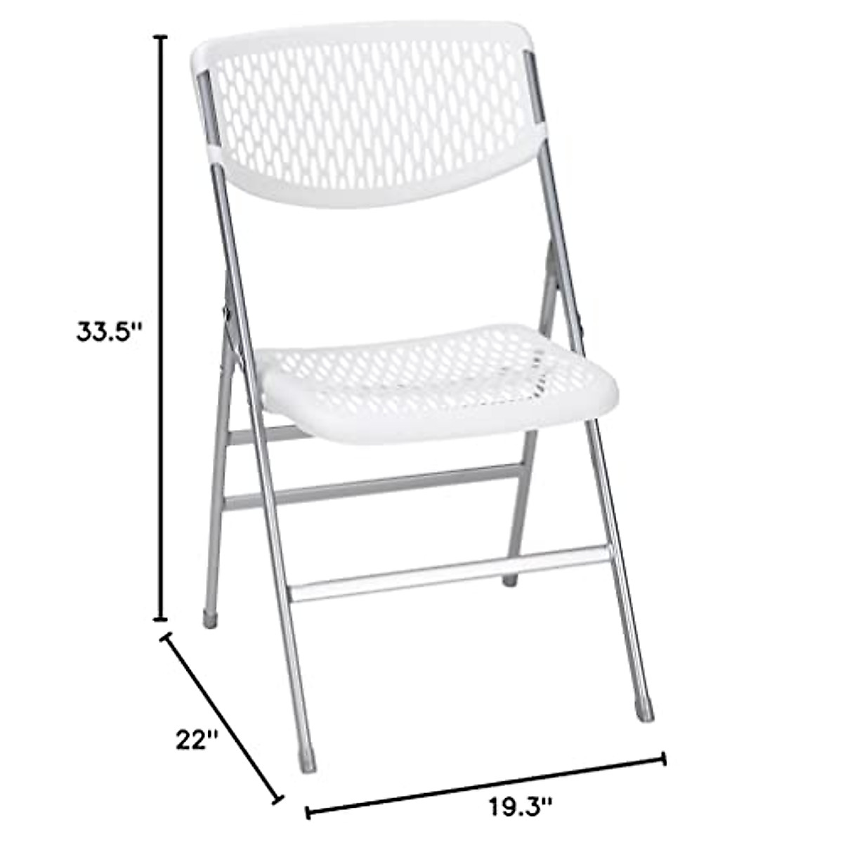 COSCO Ultra Comfort Commercial XL Plastic Folding Chair, 300 lb. Weight Rating, Triple Braced, White, 4-Pack