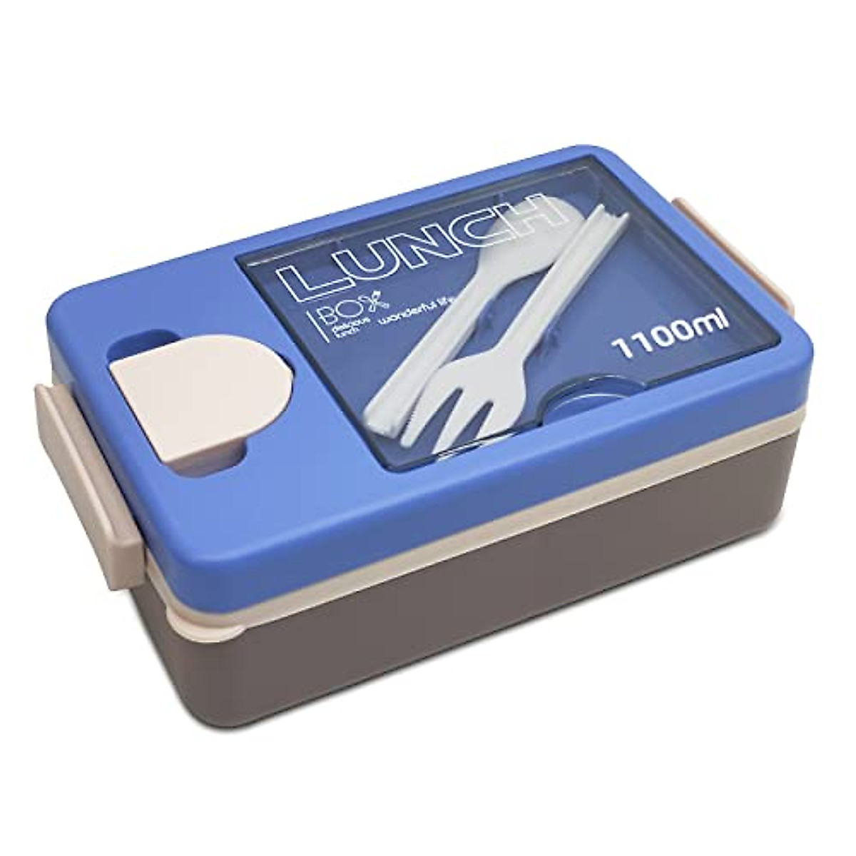 Bento Box For Adults, 3 Compartment Bento Box Lunch Box Leak Proof, Bento Box With Sauce Container, 1100ml Modern Bento Box With Utensils, BPA-Free/Microwave/Dishwasher Safe Bento Box