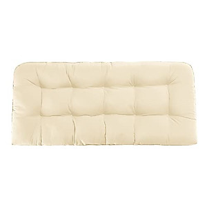 downluxe Outdoor Chair Cushions, Waterproof Tufted Overstuffed U-Shaped Memory Foam Bench Cushion for Swing Loveseat Patio Funiture, 44" x 19" x 5", Beige, 1 Pack