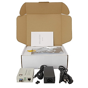 PoE Fiber Single Mode LC Gigabit Ethernet Media Converter - Supplies IEEE 802.3 PoE & PoE+ PSE Power & Extends Distance Over Fiber up 20km (12.42 Miles) - 10/100/1000 Autosensing UTP LAN Port