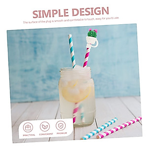 Zerodeko 4pcs Cactus Straw Plugs Silicone Drinking Straws Drinking Straw Caps Reusable Silicone Straw Caps Drinking Pipe Cover Cute Straw Topper Straw Tip Cover Straw Protectors Green Pvc