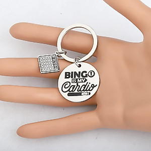 PLITI Funny Bingo Gift Bingo Gambler Gift Bingo Game Lover Gift Bingo Is My Cardio Keychain Gambling Gift (bingo cardio ky)