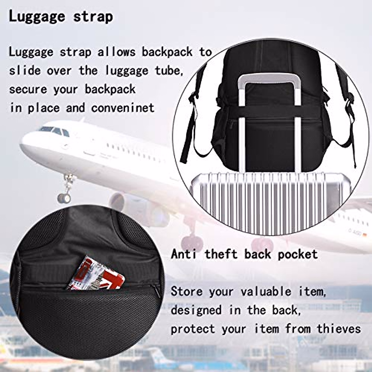 herbeier Stylish Rodeo Bull Rider American Flag Travel Backpack with USB Charging Port for Travel Business School Gifts, One Size