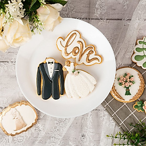 Flycalf Love Cookie Cutters with Plunger Stamps Handle Baking Dough Tools Wedding Cake Shapes PLA Accessories Cutter Molds for Birdesmaid Decorative Party 3.5" Kitchen Supplies