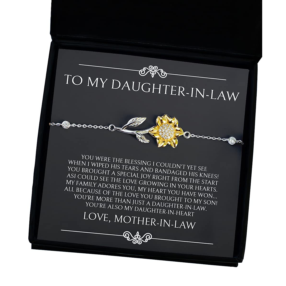 Daughter in Law Bracelet, To My Daughter-in-Law Gifts For Birthday, Valentine's Day, Wedding Day, Future Daughter-in-Law Gifts From Mother-in-Law, Silver Plated Zinc, Cubic Zirconia