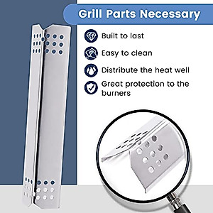 Criditpid Grill Replacement Parts for Nexgrill 720-0737, Grill Master 720-0737, Stainless Steel Burner Pipe Tubes & Heat Plate Tent Shields Replacement kit for Tera Gear 780-0390.