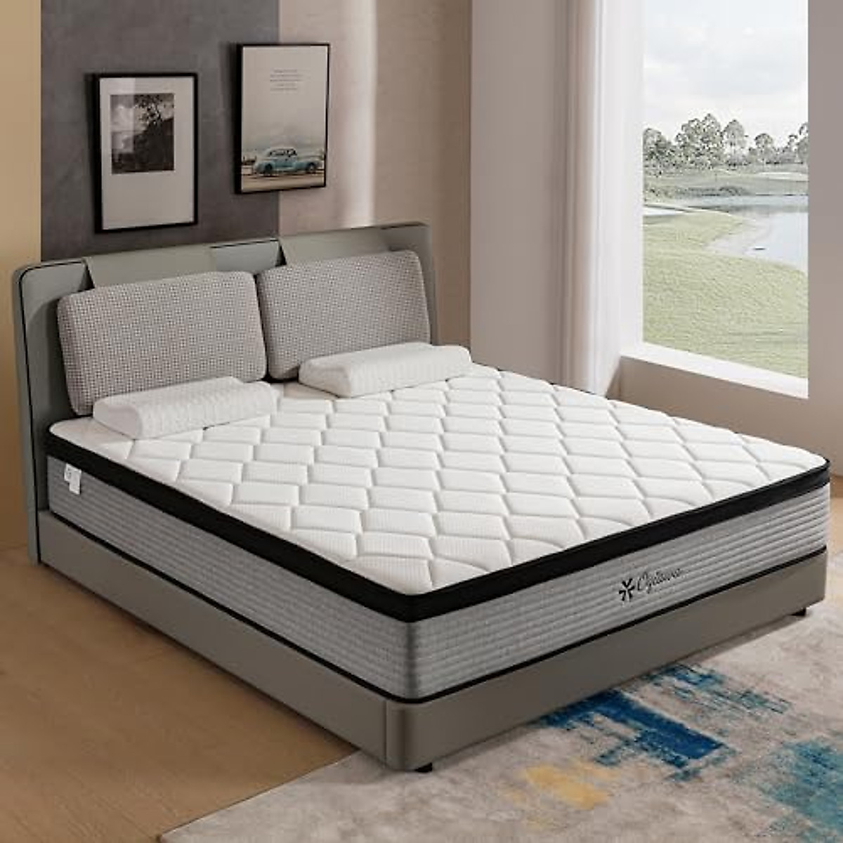 OGlAWA Twin Mattress in a Box,10 Inch Twin Mattresses,Gel Memory Foam Medium Firm Grey Hyrid Mattress,Quality Comfort and Adaptive Support Breathable Cooling Twin Mattress,CertiPUR-US.