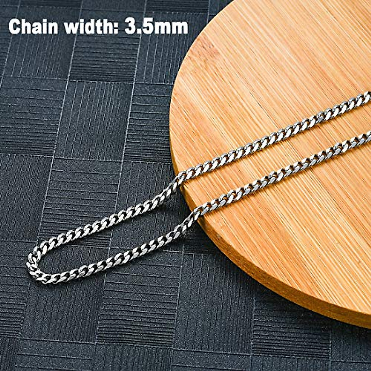 Sunling Solid Stainless Steel Cuban Chain Necklace For Men and Women Waterproof Curb Link Necklace Chain-Widths 3.5mm 5mm 7mm 9mm-Chain Lengths 16"-36"