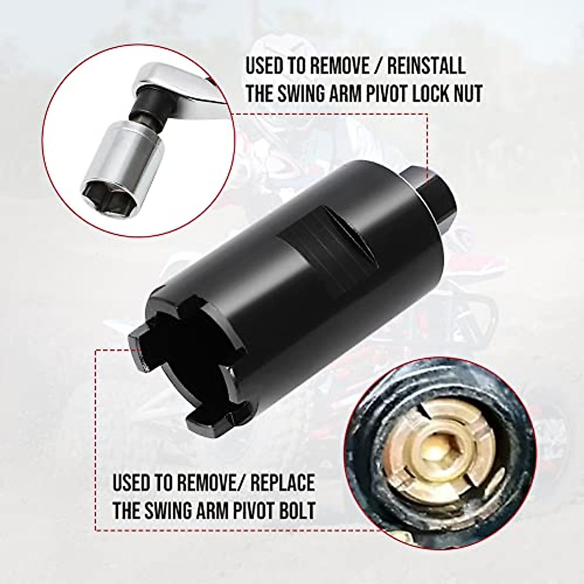 Foruly Replace 07908-4690003 Swingarm fulcrum bolts Lock nuts Removing and installing tool Fit for Honda 4-stroke ATVs Rincon 250/ Recon 250/ 250SX 3 Wheelers/Big Red Models Steel Black Oxide Finish