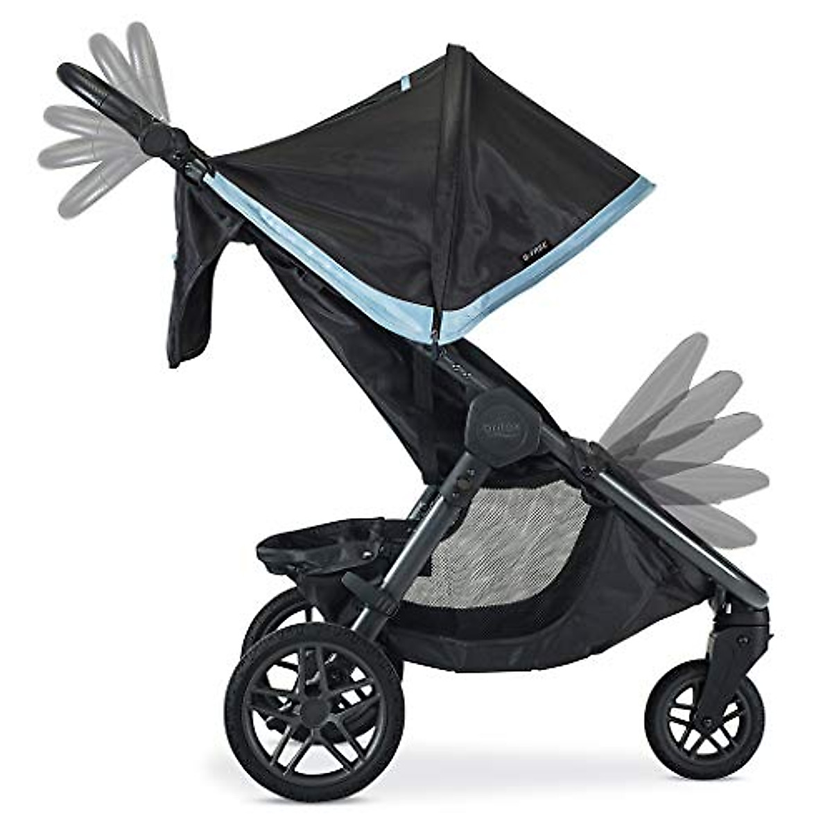 Britax B-Free Stroller, Frost - All Terrain Tires - Adjustable Handlebar - One Hand Fold - Large UV50 Canopy