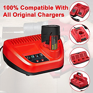 BULL-TECH 12V 48-11-2425 2.5 AH for Milwaukee m12 Battery,Compatible with All Power 12V Milwaukee Power+ Tools