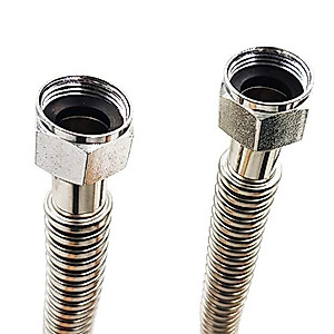 PROZRTED Corrugated Stainless Steel Water Heater Connector Flexible 3/4" FIP x 3/4" FIP 18" Length 2 Pack for Water Heater Water Softener Boilers