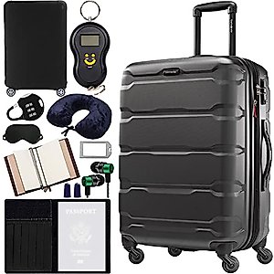 Samsonite Omni Hardside Luggage 28" Spinner Black (68310-1041) Bundle with Deco Gear Ultimate 10pc Luggage Accessory Kit