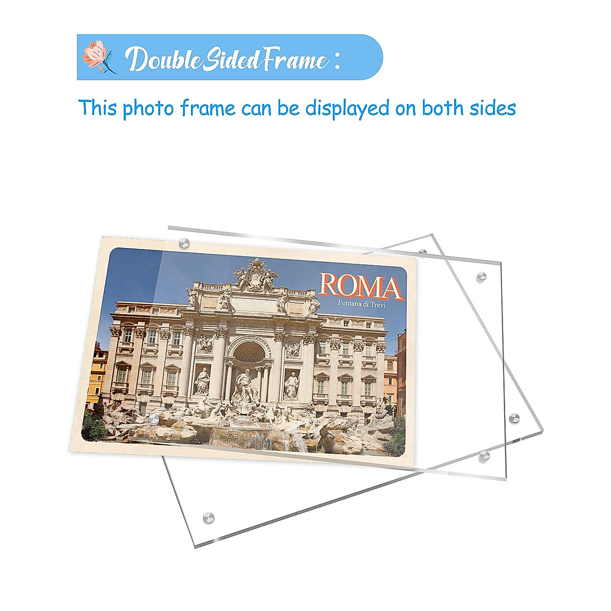 JUOIFIP 5 Pack Acrylic Picture Frame 4×6 Clear Double Sided Magnetic Photo Frame - Frameless Baby Friend Family Picture Desktop Display with Support Stand and Gift Boxes