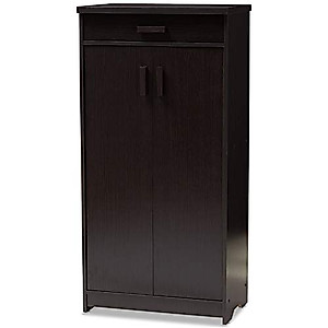 BOWERY HILL Contemporary Shoe Cabinet in Wenge Brown