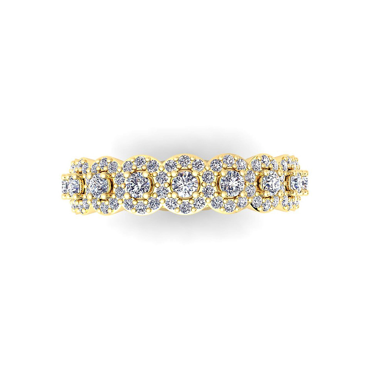 1.40 Carat ctw Diamond Eternity Ring Band Flower style - Unique Round Cut 14K or 18Karat Gold Wedding Anniversary Stackable Ladies’ Rings - Value Gift Collection for Women and Her (Yellow, gold 14k)