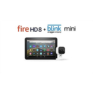 Fire HD 8 Smart Home Bundle including Fire HD 8 Tablet 64 GB Ad-Supported (Black) with Blink Mini Camera